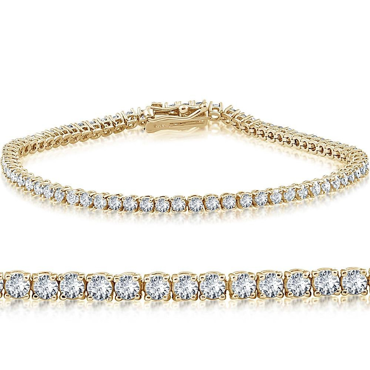 Pompeii3 14k White or Yellow Gold 4ct T.W. Natural Diamond Round-Cut Tennis Bracelet Women's 7"
