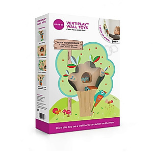 ORIBEL VertiPlay (Wall Toy) Busy Woodpecker, Wooden Toy and Nursery Room Decor | Easy to Install, Just Stick & Play!