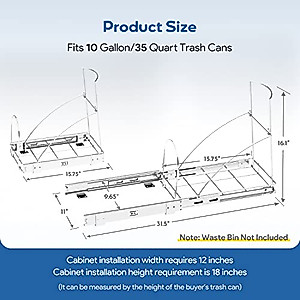 Tanamu Pull Out Trash Can Under Cabinet,Under Sink Heavy Duty Trash can，Roll-Out Sliding Adjustable Rack for Kitchen Trash Can,Chrome (Trash Can Not Included)