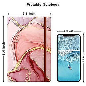 Huamxe Lined Journal Notebook, Marble Hardcover Journal for Women, Medium 5.7 x 8.4 in, 160 Pages Thick Paper, Cute Aesthetic A5 College Ruled Notebook for Journaling Writing Work Office School, Pink