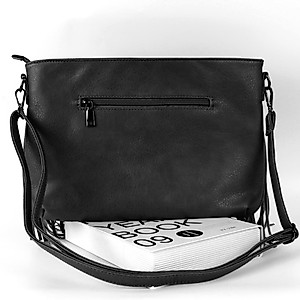 Hoce Women’s Leather Fringe Messenger Bag Hobo Crossbody Tassel Shoulder Bags, Black