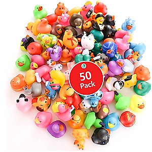 Rubber Ducks for Jeep Ducking 50 PCS Assorted Rubber Ducks for Duckies Games, Jeeps Ducking / Cruise Ships and Bath / Pool Play - Small 2 Inch Rubber Duck