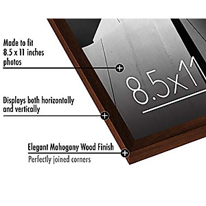Americanflat 8.5x11 Picture Frame in Mahogany - Thin Border Photo Frame with Shatter Resistant Glass - Horizontal and Vertical Formats for Wall and Tabletop