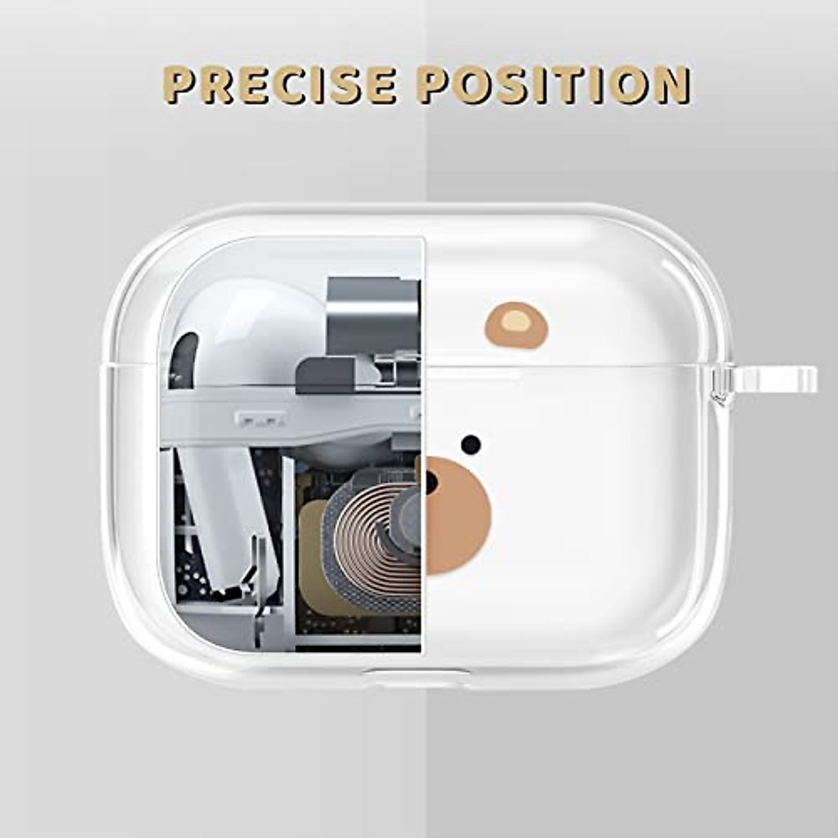 Newseego Case Compatible with Airpods Pro, Cute Bear Cartoon Design Airpods Pro Case for Girls and Women [Front LED Visible] Clear Soft TPU Protective Cover Case for Airpods Pro