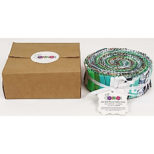 Soimoi 40Pcs Travel Print Precut Fabrics Strips Roll Up 1.5x42inches Cotton Jelly Rolls for Quilting - Multicolor