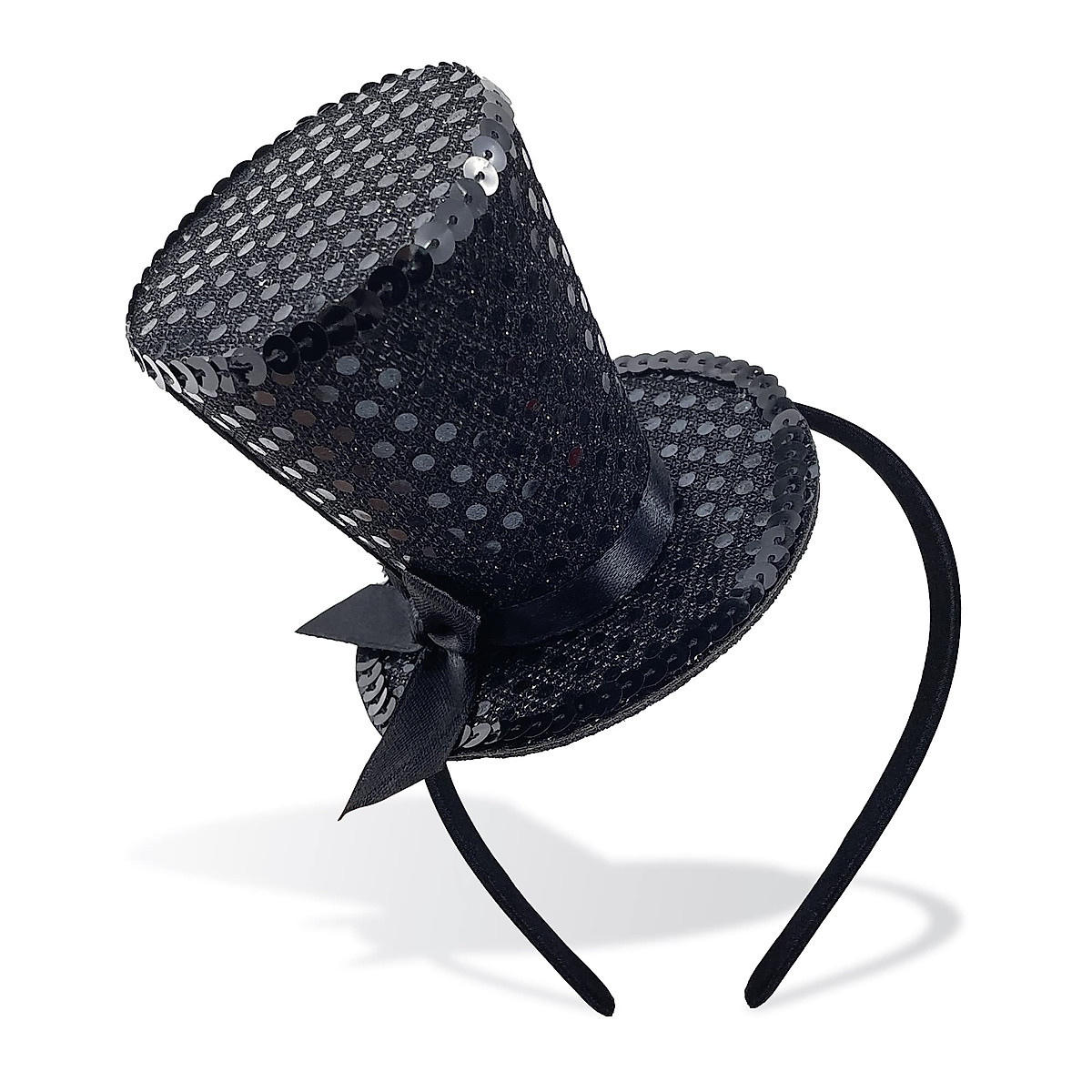 Black Mini Top Hat Headband Fascinator Tea Party Headpiece for Women Lady Gril 1920s Gatsby Party Halloween Christmas Costume Accessory