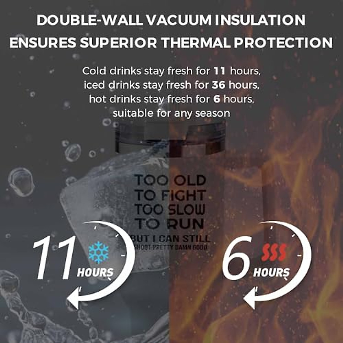 40 Oz Insulated Tumbler with Handle and Straw,Old Fight Slow Run Stainless Steel Vacuum Insulated Travel Mug,Leak-proof Water Bottle Iced Coffee Cup,Quote Graphic