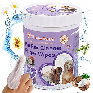 MeowPaws Dog Teeth Cleaning Wipes and Ear Wipes 240 Counts Gift Packaging, Pet Dental Finger Wipes for Dogs and Pet Ear Cleaner Finger Wipes, Gently Remove Ear Wax and Reduces Plaque, Freshen Breath