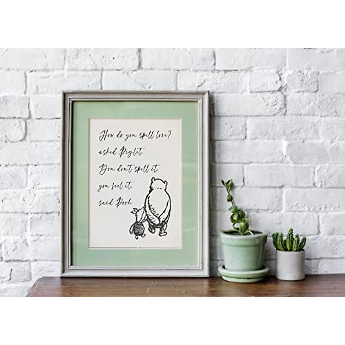 ‘Spell Love?’ Winnie the Pooh Quotes Wall Art | 8x10 UNFRAMED Black and White Minimalist Nursery Print | Pooh and Piglet Modern Home Decor