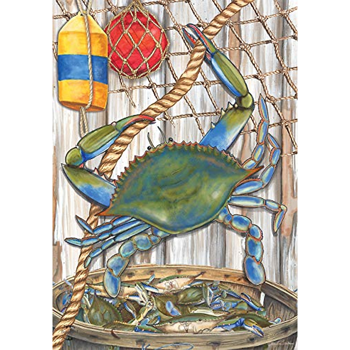 Blue Crab Bushel Summer House Flag Nautical 28" x 40" Briarwood Lane