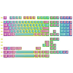 Ranked Pudding v2 PBT Keycaps | 145 Double Shot Translucent ANSI US & ISO Layout | OEM Profile for Full Size, TKL, 75%, 65% and 60% RGB Mechanical Gaming Keyboard (Miami)