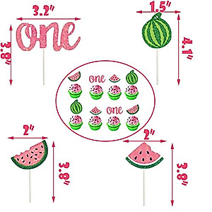 Watermelon First Birthday Party Supplies One in a Melon Balloons Watermelon Photo Banner Pink Glittery Watermelon One Cake Cupcake Topper Summer Fruit Girls 1st Birthday Party Supplies Decorations