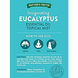 Nature's Truth Eucalyptus Mist Spray 2.4 fl oz | 100% Pure Essential Oil for Aromatherapy | GC/MS Tested