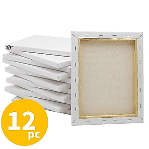 FIXSMITH 8 X 10 Inch White Stretched Canvases 12 Pack & Artist Quality Acrylic Paint Set, 12 Colors/Tubes (12 ml/0.41 oz.)