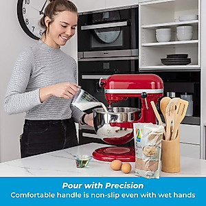 4-Piece Angled Liquid Measuring Cups Plastic Set - Mini Oz, 1, 2 and 4 Plastic Measuring Cup Sizes - Plastic Measuring Cups For Liquids with ML & Cups Measures - KPKitchen Small & Large Measure Cup