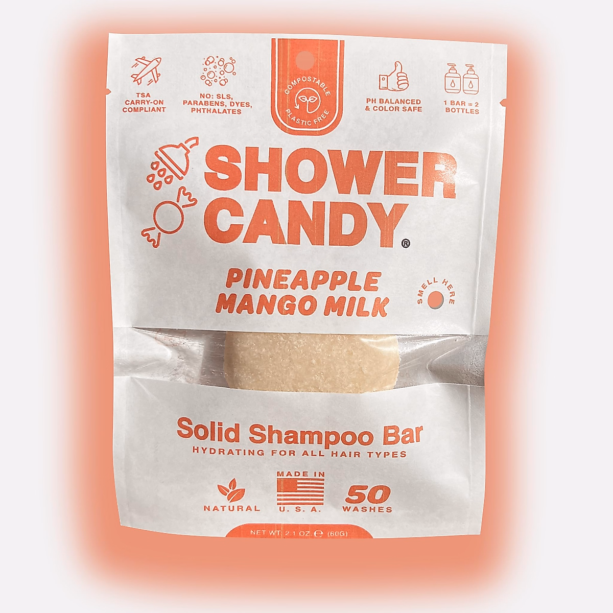 Shower Candy Pineapple Mango Shampoo Bar - Travel Sized