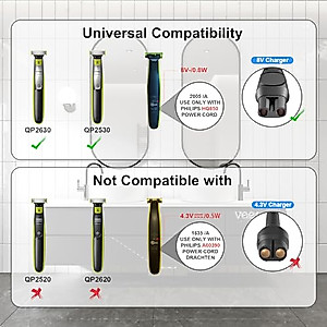 Charger Cord for Philips Norelco One Blade QP2724, QP2834, 2400 Series Trimmer, USB Adapter for Philips Oneblade X3001 MG7910 MG5910 MG9510 QP4631 QP1924 Charging Shaver Cable (Brush, 5V, Travel)