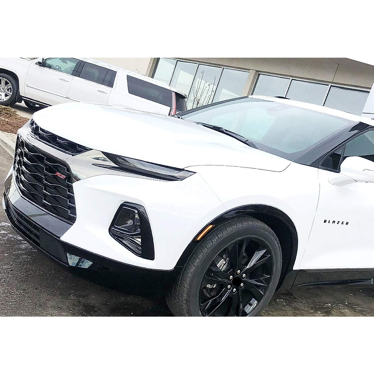 iJDMTOY Smoked Lens Amber Full LED Bumper Side Marker Light Kit Compatible With 2019-up Chevrolet Blazer, Powered by 27-SMD LED, Replace OEM Front Sidemarker Lamps