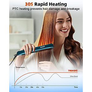 Negative Ion Flat Iron Hair Straightener, Ceramic Hair Straightener with LCD, 1" Flat Iron with 11 Heat Settings, Professional 2 in 1 Hair Iron for Thick Hair, Anti Static & Auto Shut-Off