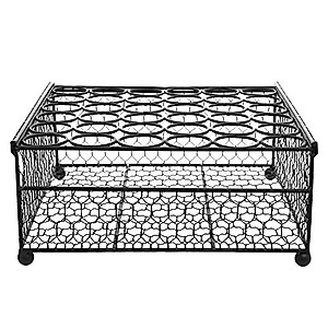 2 Tier Country Rustic Black Chicken Wire 36 Egg Display Tray and Egg Storage Box - Enjoy Fresh Eggs Daily