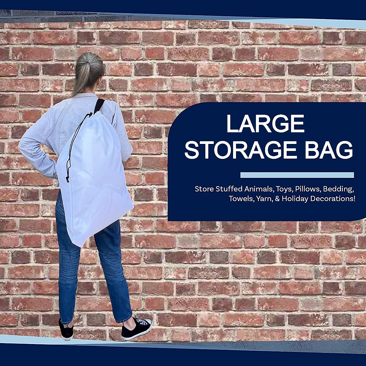 ROYAL BLUE Laundry Bag Heavy Duty w/Shoulder Strap, 22" x 28", Child Size, Small for Cruise, Water Resistant, Holds 2 Loads or 35 lbs, Dorm, Store Blankets, Yarn, Fabric & Clothes