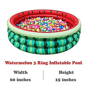Kiddie Pool, 60" X 15" Watermelon Baby Pool for Outside, Kids Swimming Pool for Backyard, Huge Inflatable Ball Pit Pool for Toddler, Blow Up Pool for Kids