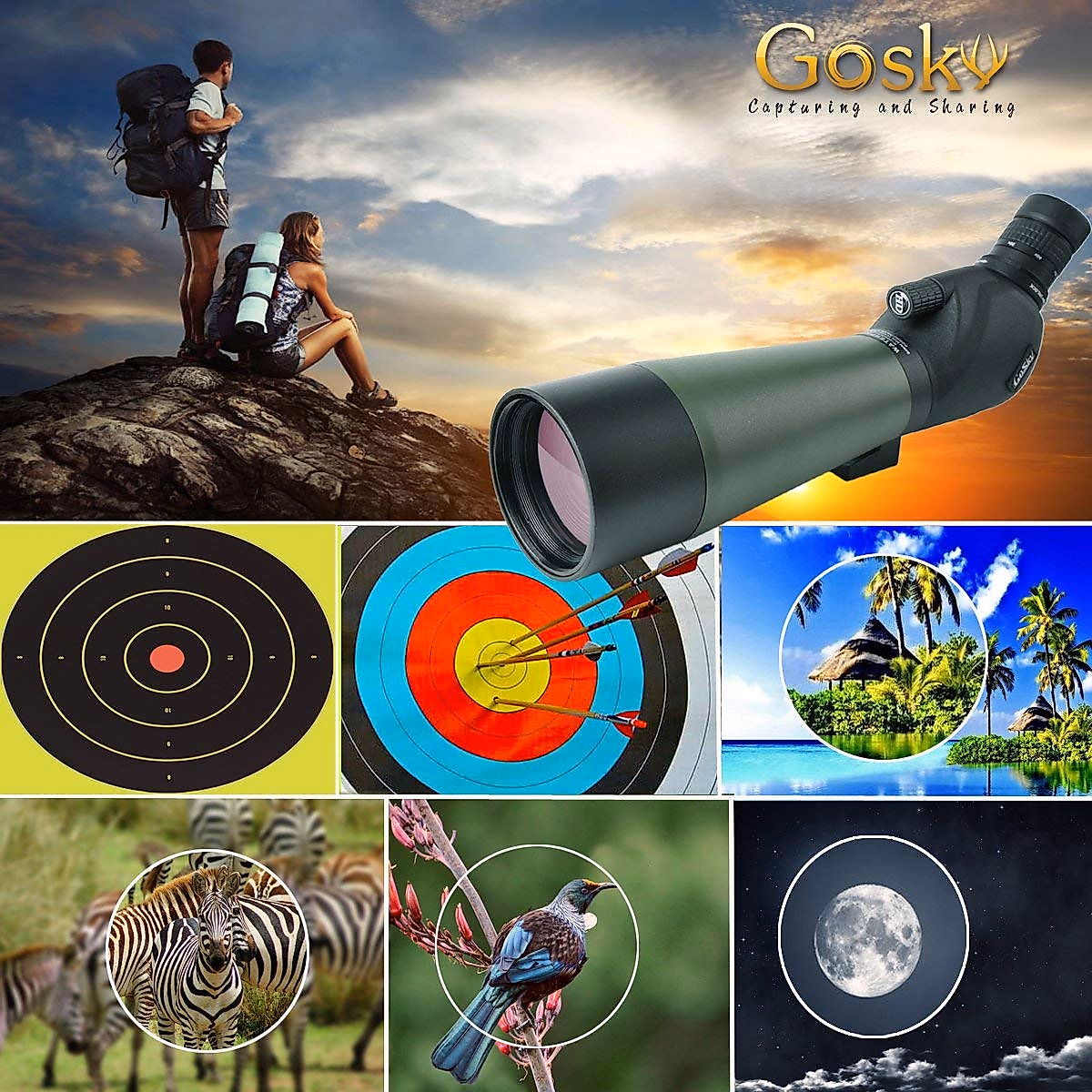 GOSKY 20-60 X 80 Porro Prism Spotting Scope- Waterproof Scope for Bird Watching Target Shooting Archery Range Outdoor Activities -with Tripod