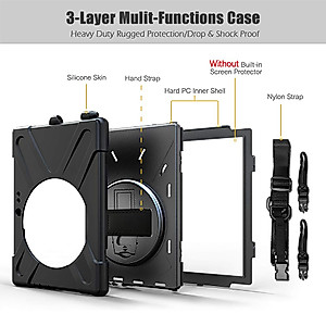 ZenRich Surface Pro 7 Plus/Pro 7 / Pro 6 / Pro 5 / Pro 4 / Pro LTE Case with Pencil Holder, Rotatable Stand, Hand Strap and Shoulder Belt Heavy Duty Shockproof Full Body Protective-Black