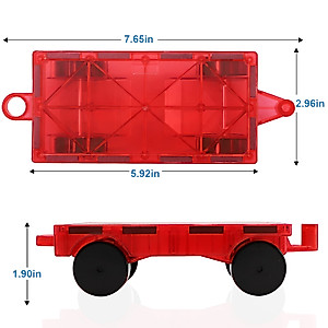 Zerxona 2 PCS Magnetic Tiles Expansion Car Buidling Blocks Set, Toys for 3 4 5 6 7 8+ Year Old Girls Boys Magnet Bricks Truck, Magnetic Add-ons with Re-Enforced Hitch and Long Bed for Toddler Ages 3+