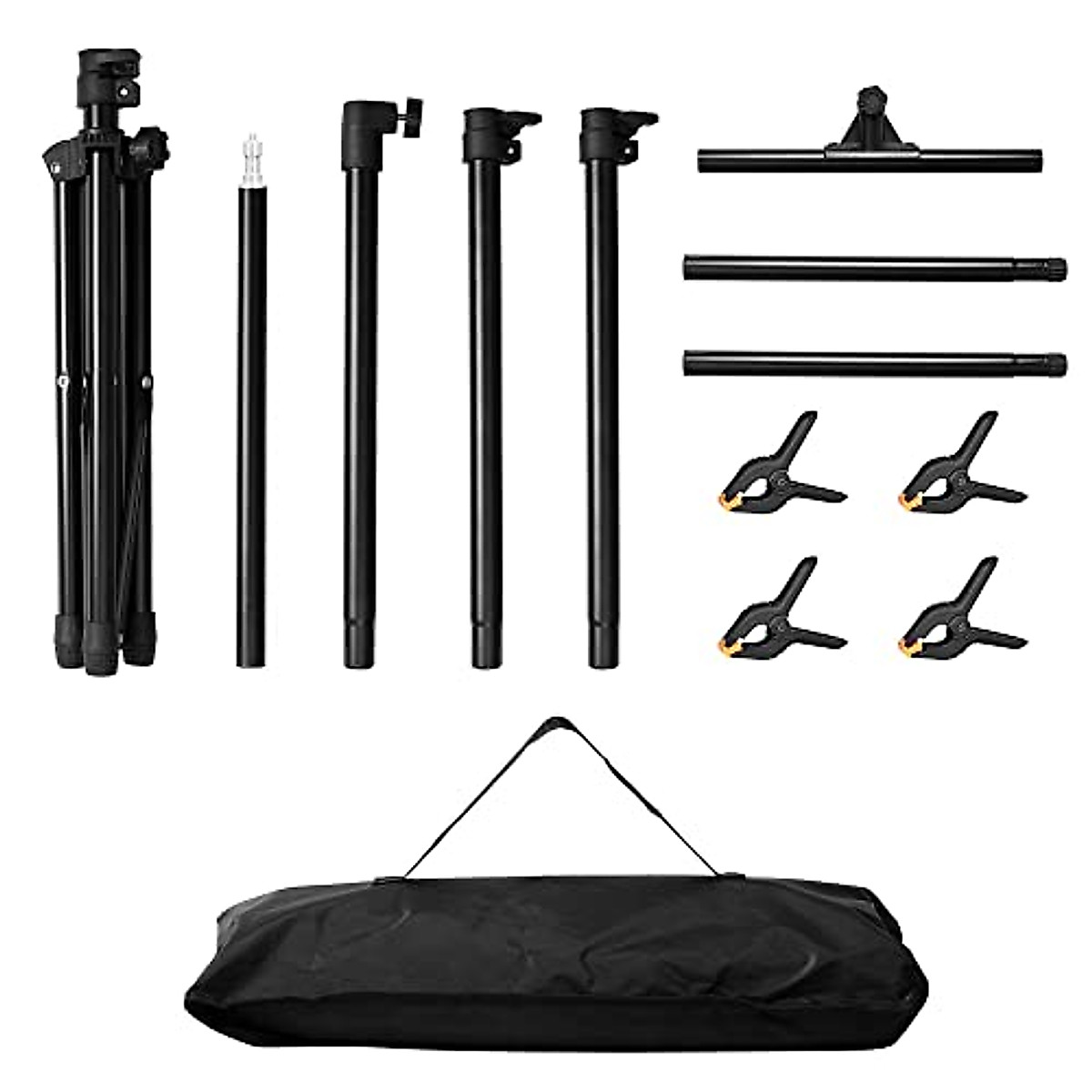 Coliflor T-Shape Portable Backdrop Stand, 6.5x3.2ft Adjustable Photo Background Stand Kit, Sturdy Small Back Drop Holder with 4 Spring Clamps, Carry Bag for Parties, Photography and Video Studio