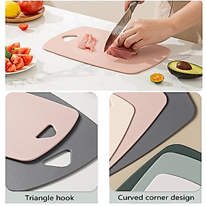 Cutting Boards for Kitchen,Plastic Cutting Board Set of 3, Thick Chopping Boards for Meat, Veggies, Fruits, with Easy Grip Handle,Dishwasher Safe (Pink, 3Pcs)