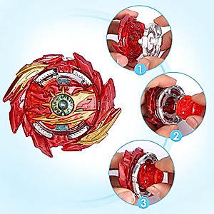 Ruolan Battling Top Metal Fusion Evolution Master Burst Gyro Toys Spinning Tops Set, Combat High Performance Game with 2 Launchers Gift for Children Boys Kids (6PCS)