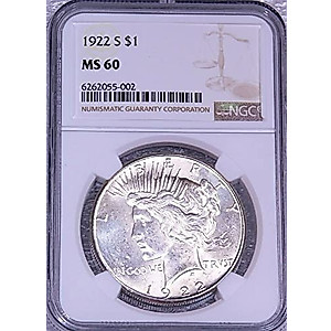 1922-S - PEACE DOLLAR - CHOICE UNCIRCULATED - SILVER DOLLAR