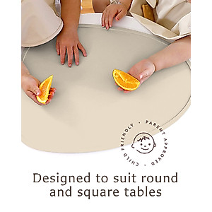 Willow + Sim Silicone Placemat for Kids - Travel Placemats for Toddlers, Non Slip Silicon Mat for Baby Eating, Best Kids Placemats for Dining Table Spills & Mess, Round, Nonslip, Safe & Easy to Clean