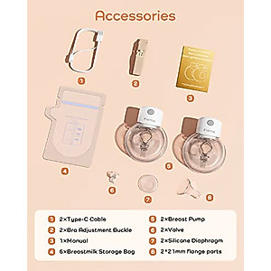 Fisroa Hands Free Breast Pump, Double Wearable Breast Pumps for Breastfeeding, Electric Portable Wireless Breast Extractor with 2 Modes & 9 Levels Low Noise, LCD Display and Memory Function