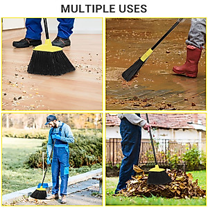 Nuenen 8 Pack Brooms Heavy Duty Commercial Broom Bulk Indoor Outdoor Broom with Long Handle for Courtyard Garage Garden Lobby Mall Market Floor Home Kitchen Office (Yellow)