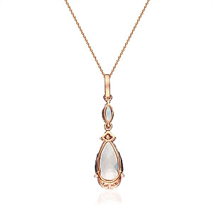 Gin & Grace 10K Rose Gold Genuine Morganite, Genuine Aquamarine with Natural Diamond (I1,I2) Pendant Necklace for Women
