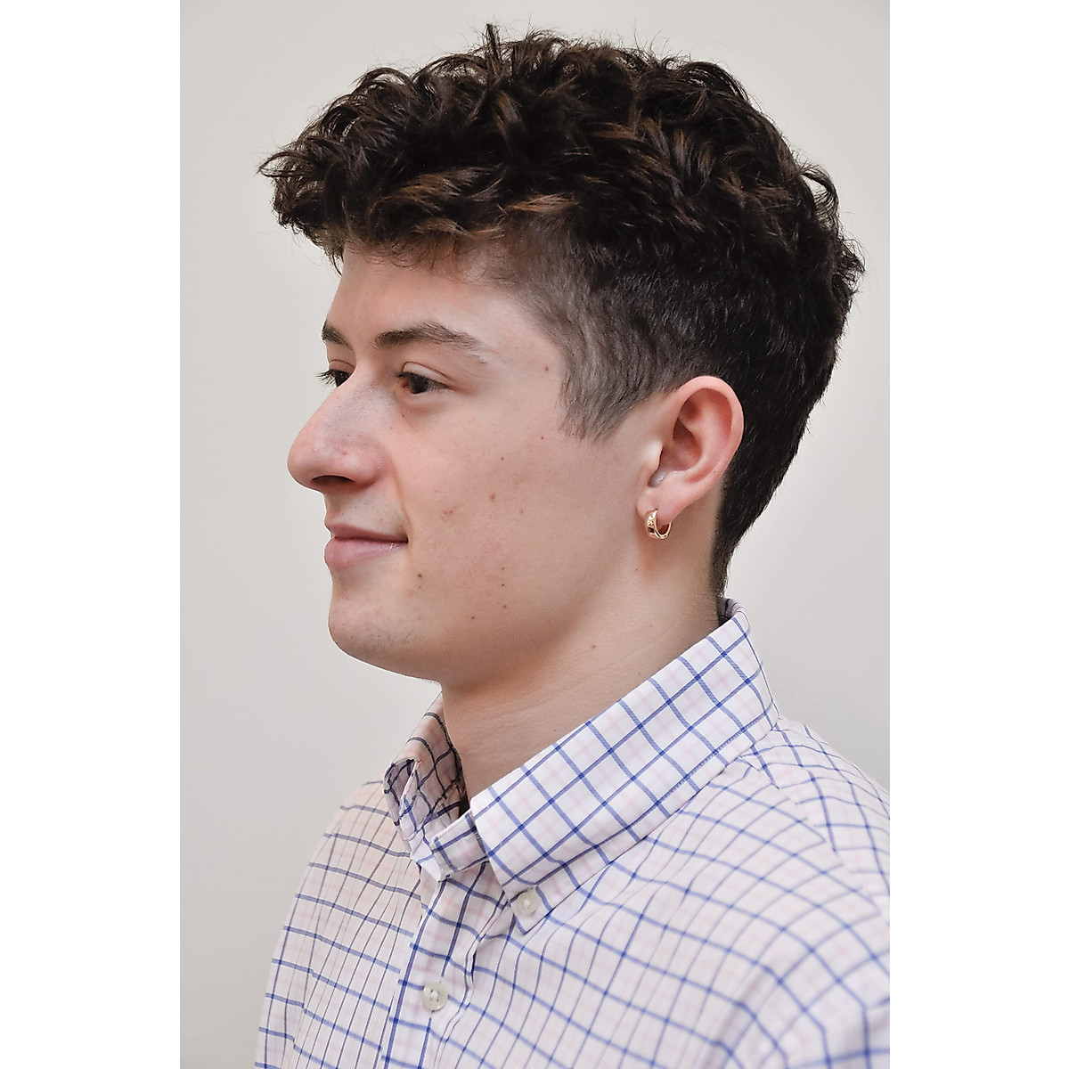 Small 14K Gold Huggie Hinged Hoop Earrings.50 Inch (13mm) (5mm Wide) (Rose)