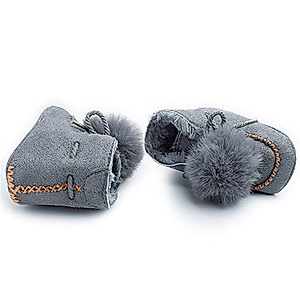 Infant Babys Boys Girls Winter Hair Ball Fluffy Cotton Shoes Toddler Shoes Babys Shoes Cotton Boots Size 7 Boys Shoes (Grey, 12 Months)