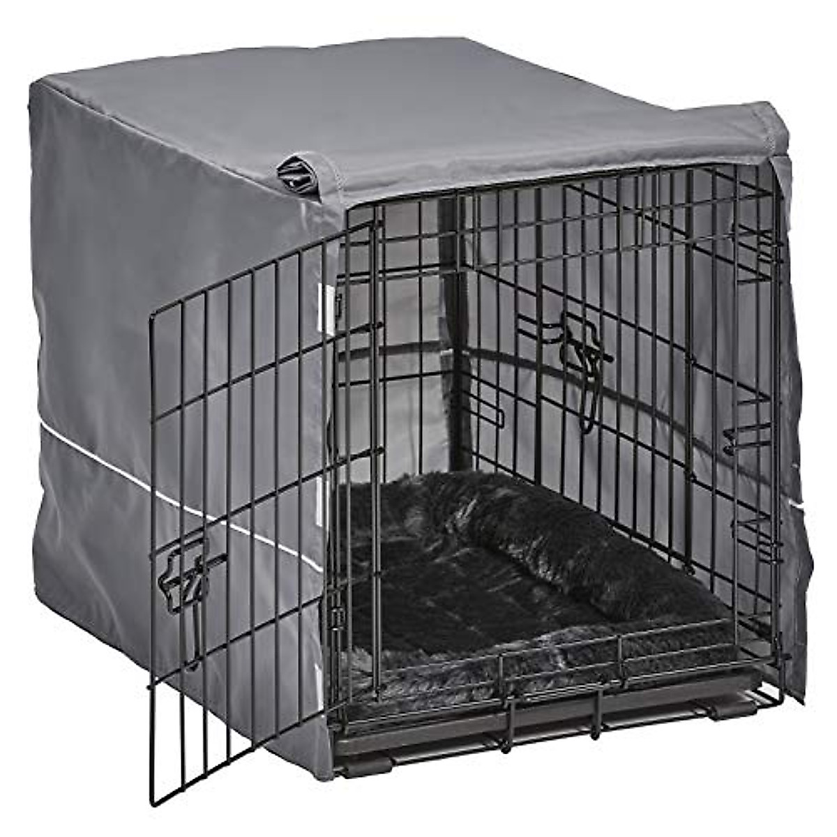 New World Double Door Dog Crate Kit Includes One Two-Door Crate, Matching Gray Bed & Gray Crate Cover, 24-Inch Kit Ideal for Small Dog Breeds