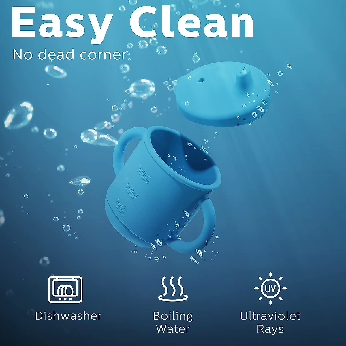 Baby Straw Cup Silicone Baby Training Cup 6 oz Infant Learning Cup Baby Training Sippy Cute Cup with Lid and Handle Baby Transition Cup for Over 6 Months Baby Infant Toddler (Seawater Green, 1)