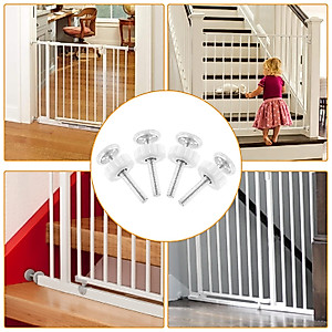 Unlorspy 4 Pack Baby Gate Threaded Spindle Rod M10 (10mm) Baby Gate Screw Replacement Hardware Parts Kit for Pressure Mounted Baby & Pet Safety Gates & Stair Gates (10mm, White)