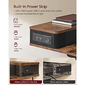 VASAGLE Electric Standing Desk with Drawers, Sit Stand Desk with Built-in Power Strip, Adjustable Height, 23.6 x 47.2 Inches, 2 Hooks, Memory Function, for Home Office, Rustic Brown ULSD182X21