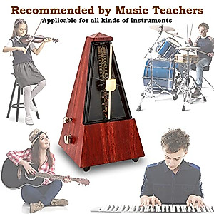Tempi Mechanical Metronome for Musicians - 2 Year Warranty - Metronome for Piano/Guitar/Violin, Metronome Music for Adults and Kids (Molded Teak Grain Veneer)