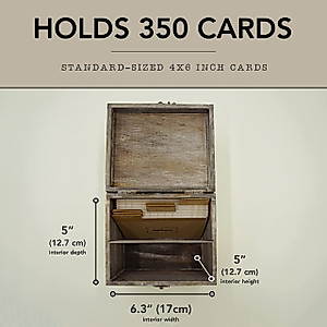 Dekali Designs Rustic Recipe Box and Cards and Dividers (4x6 Inches) - Comes with 50 Recipe Cards and 12 Beautiful Dividers - Wood Recipe Holder With Dual Slots