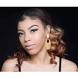 Women Oversize Geometric, Tear Drop, Hammered Statement Metal Clip on Earring Many Styles (Style B/Gold)