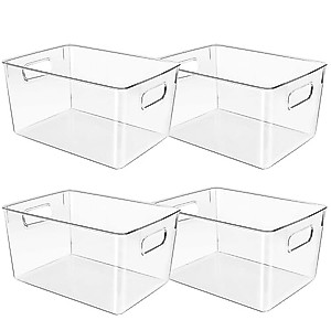 Clear Plastic Storage Bins, Pantry Organizers and Storage Containers Fridge Organizer Bins for Organizing Kitchen Medicine Cabinet Organizer Bin Bathroom Under Sink Freezer Refrigerator Organization