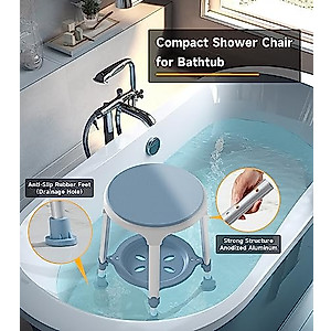 Realunisence Shower Chair for Inside Shower Swivel Shower Stools 300lb Adjustable Bathtub Chair Tool-Free Assembly Tub Seat Bench with Storage Tray for Seniors Elderly Handicap Disabled Blue