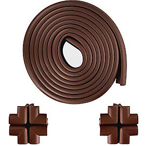 Sharp Edge and Furniture Safety Guards 20.4ft Protective Foam Cushion; 18ft Bumper 8 Adhesive Childsafe Corners Baby Caring Child Proofing Set NonToxic and Safe For Table, Fireplace, Countertop; Brown