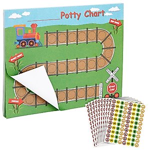 BLUE PANDA 50 Sheets Railroad Potty Training Chart for Toddlers Boys & Girls with 800 Train Stickers (10.3x8.3 in) - Potty Sticker Chart